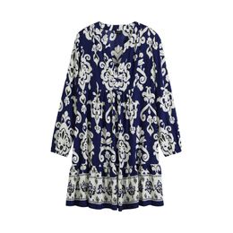 bonprix Kleid Damen Gr&ouml;&szlig;e 40 dunkelblau / wollwei&szlig; Sommerkleid