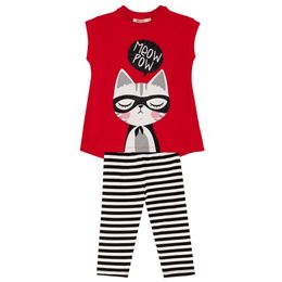 Denokids Set M&auml;dchen Gr&ouml;&szlig;e 116 grau / rot / schwarz / wei&szlig;