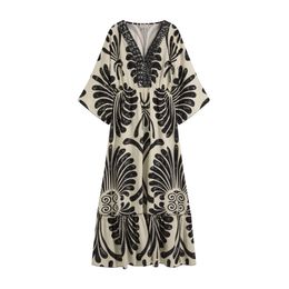 bonprix Summer Dress female size 38 Light beige / Black