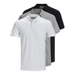 Jack & Jones Jack & Jones Poloshirt 'JJBasic' Herren Gr&ouml;&szlig;e L grau / schwarz / wei&szlig;