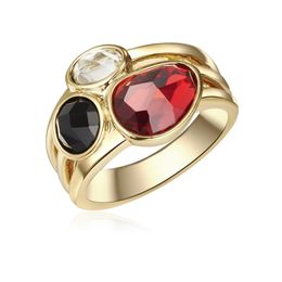 Lulu & Jane Lulu & Jane Ring female size 58 yellow gold / Rusty red / Black