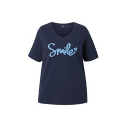 Ulla Popken T-Shirt Damen Gr&ouml;&szlig;e 4XL/5XL marine / hellblau
