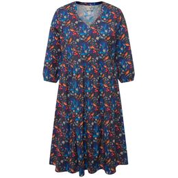 Ulla Popken Kleid Damen Gr&ouml;&szlig;e 46/48 blau / marine / orange / rot Sommerkleid
