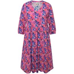 Ulla Popken Kleid Damen Gr&ouml;&szlig;e 46/48 neonblau / orange / hellpink / wei&szlig; Sommerkleid