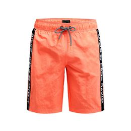 CAMP DAVID Lange Badeshorts mit Logo-Tapes Herren Gr&ouml;&szlig;e L orange