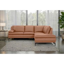 P & B Ecksofa, Cognac, Leder, Echtleder, B&uuml;ffelleder, 248x221 cm, Wohnzimmer, Sofas & Couches, Sofas, Ledersofas