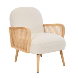 Mid.you Sessel Wiener Geflecht, Creme, Holz, Rattan,Kautschukholz, Wiener Geflecht, 65x81x74 cm, Wohnzimmer, Sessel, Sonstige Sessel