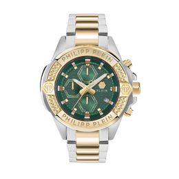 Philipp Plein Watches Analog Watch 'The $kull' male size One size Gold / Dark green / Silver