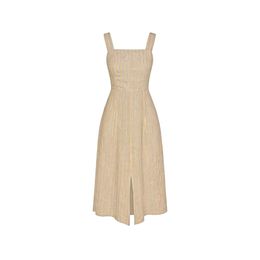 Haris Cotton Dress 'Square Neck Striped Linen Tie Back Dress with Front Slit' female size 40 Nude