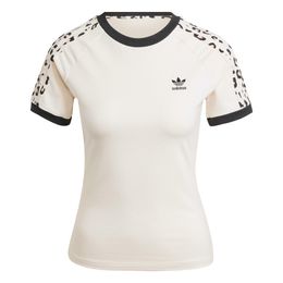 adidas originals T-Shirt 'Leopard 3-Stripes' Damen Gr&ouml;&szlig;e M/L beige / schwarz / offwhite