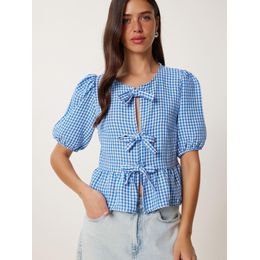 Happiness İstanbul Blouse female size S Blue / mottled blue / White