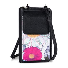 styleBREAKER Crossbody Bag 'Mini Bag Ethno Blumen Bl&uuml;ten - RFID Schutz' female size One size White