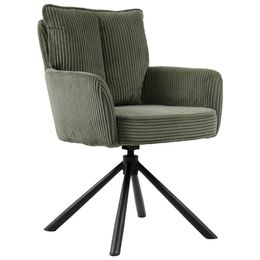 CARRYHOME Armlehnstuhl, Schwarz, Dunkelgr&uuml;n, Metall, Textil, Drehkreuz, 61x90x67 cm, Bsci, Stoffauswahl, Sitzfl&auml;che 360&deg; drehbar, inklusive Armlehnen, Esszimmer, St&uuml;hle, Esszimmerst&uuml;hle, Armlehnenst&uuml;hle