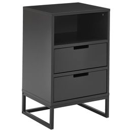 Novel Nachtschrank, Schwarz, Anthrazit, Metall, Holzwerkstoff, 2 Schublade(n) Schubladen, 47.6x74x40 cm, Bsci, Schlafzimmer, Nachttische
