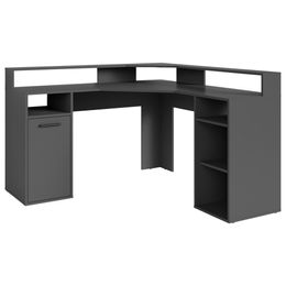 Mid.you Eckschreibtisch, Anthrazit, Holzwerkstoff, Freiform, S&auml;ule, 139x90.8x139 cm, FSC Mix, Kabeldurchlass, Stauraum, Regal, Arbeitszimmer, Schreibtische, Eckschreibtische