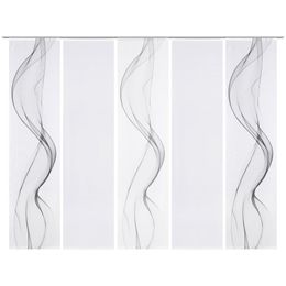 Novel Fl&auml;chenvorhang Fumaso, Grau, Wei&szlig;, Textil, Abstraktes, 60x245 cm, mit Flauschband, Wohntextilien, Gardinen & Vorh&auml;nge, Schiebegardinen
