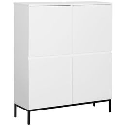 Hom&acute;in Hom`in Highboard, Wei&szlig;, Metall, Holzwerkstoff, 4 F&auml;cher, 100x122x35 cm, Bsci, Typenauswahl, Beim&ouml;bel erh&auml;ltlich, stehend, Wohnzimmer, Kommoden & Sideboards, Highboards