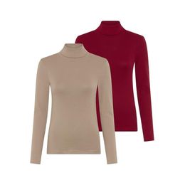 Flashlights Rollkragenshirt in dunkelrot + beige | Gr.: 32/34
