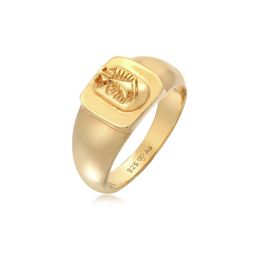 Kuzzoi Ring 925 Sterling Silber Pinky Ring, Siegelring, Trachtenschmuck in Gold | Gr.: 54