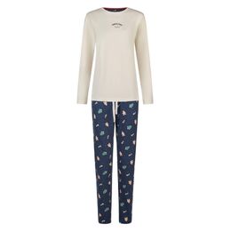 Happy Shorts Pyjama 'Christmas' Damen Gr&ouml;&szlig;e S beige / dunkelblau / gr&uuml;n / offwhite Sommerkleid