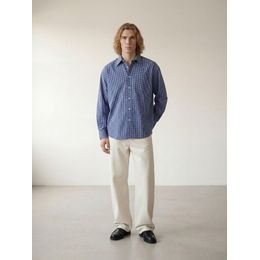 ARMIE Button Up Shirt 'The Carl Blue Check Loose Shirt' male size L Blue