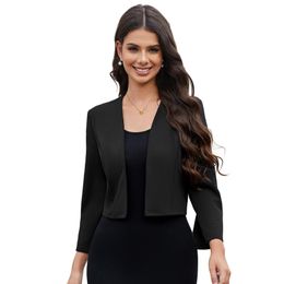 Kojooin Blazer 'D&uuml;nne Damen-Schulterjacken, lang&auml;rmelig, leicht, kurzes Top, offener Cardigan f&uuml;r Kleider' Damen Gr&ouml;&szlig;e 42 schwarz