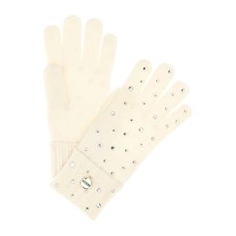 Guess Fingerhandschuhe Damen Gr&ouml;&szlig;e M creme / hellbeige / silber