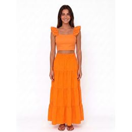 Fulgor Hosenanzug 'Conjunto Summer com Babados &ndash; Laranja Intenso' Damen Gr&ouml;&szlig;e 40 orange