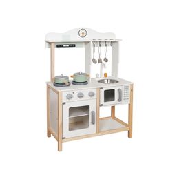 Moni Kinderk&uuml;che Nana W10K001 Holz Topf Kochzubeh&ouml;r Mikrowelle Pfanne Deckel wei&szlig;