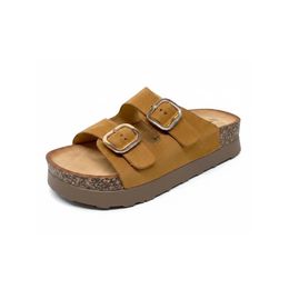 Pogolino Mules 'Damen Sandalen Pantoletten Plateau Animal Print TPW4' female size 39 Camel