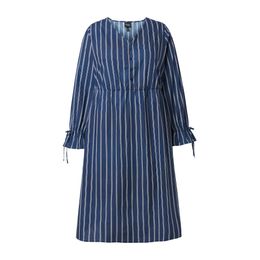 Ulla Popken Kleid Damen Gr&ouml;&szlig;e 58/60 dunkelblau / wei&szlig; Sommerkleid