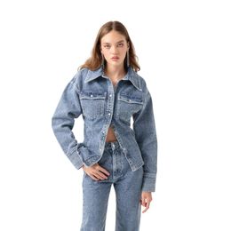 HOLLY LOLLY Between-Season Jacket female size S Blue denim