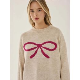 Hiccup Pullover Damen Gr&ouml;&szlig;e S beigemeliert / fuchsia