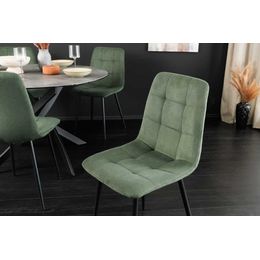 Riess Ambiente Moderner Design Stuhl TRES CHIC gr&uuml;n Cord schwarze Metallbeine Esszimmer Polsterstuhl Riess-Ambiente