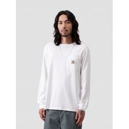 Carhartt Work In Progress Carhartt Wip Shirt 'L/S POCKET T-SHIRT WHITE' Herren Gr&ouml;&szlig;e L wei&szlig;