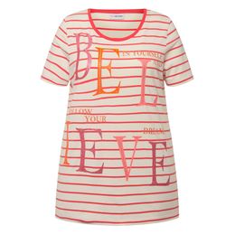 MIAMODA T-Shirt Damen Gr&ouml;&szlig;e L/XL lachs / pink / rot / wei&szlig;