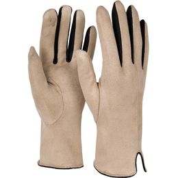 styleBREAKER Fingerhandschuhe 'Touchscreen Handschuhe Kontrast' Damen Gr&ouml;&szlig;e XS/XL beige