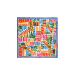 SILK & CASHMERE Scarf female size One size Light blue / Dark orange / bright red