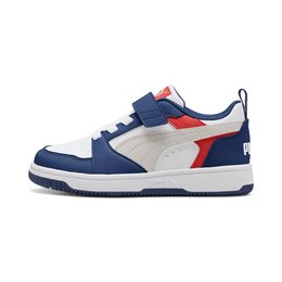 Puma Sneaker 'Rebound V6' Jungen Gr&ouml;&szlig;e 32 dunkelblau / hellgrau / rot / wei&szlig;