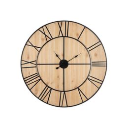 home24 Wanduhr Blindman in Schwarz / Eiche Dekor | Gr.: onesize