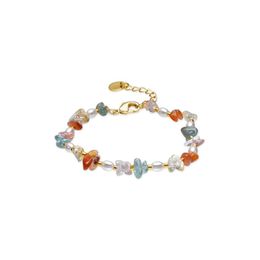 Luxenter Armband mit 18-kar&auml;tigem Gelbgold-Finish und mehrfarbigen Natursteinen &ndash; Wenfa | Gr.: onesize