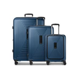 Redolz Essentials 14 4 Rollen Kofferset 3-teilig mit Dehnfalte dark blue metallic | Gr.: onesize