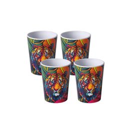 AWAVE Shotbecher 4 cl rPET Set 4-teilig, Eichstrich bei 2 cl und 4 cl in Tiger | Gr.: onesize