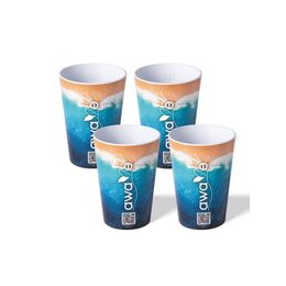 AWAVE Trinkbecher 300 ml rPET Set 4-teilig, mit Eichstrich in Ozean | Gr.: onesize
