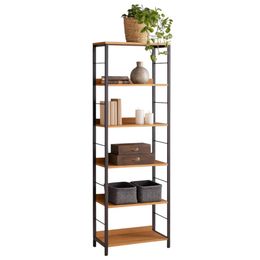 Begryf Standregal, Eiche, Schwarz, Holzwerkstoff, Metall, Vintage, Rechteckig, 60x178x30 cm, Wohnzimmer, Regale, B&uuml;cherregale