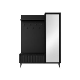 Mirjan24 Garderobe-Set, Schwarz, Metall, 5 F&auml;cher, Rechteckig, Gittergestell, 135x180x40 cm, Garderobe, Garderoben-Set & Garderoben-Serien, Garderoben-Sets