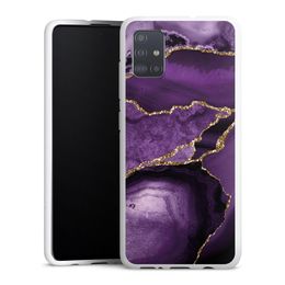 DeinDesign Galaxy A51 Handy Silikon H&uuml;lle Case wei&szlig; Handyh&uuml;lle Pink Glitzer Marble Silikon Case