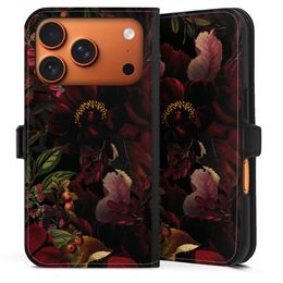 DeinDesign iPhone 17 Pro Handy Klapph&uuml;lle Handyh&uuml;lle aus Kunst Leder schwarz Flip Case Flowers Meadow Utart Sideflip mit Lasche