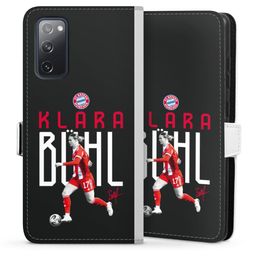 DeinDesign Galaxy S20 FE 5G Handy Klapph&uuml;lle Handyh&uuml;lle aus Kunst Leder wei&szlig; Flip Case Fc Bayern M&uuml;nchen Klara B&uuml;hl Official Licensed Product Sideflip mit Lasche