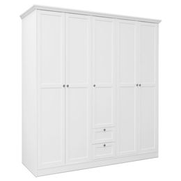 P & B Dreht&uuml;renschrank, Wei&szlig;, Holzwerkstoff, 6 F&auml;cher, 2 Schublade(n) Schubladen, 190x200x67 cm, Schlafzimmer, Kleiderschr&auml;nke, Dreht&uuml;renschr&auml;nke